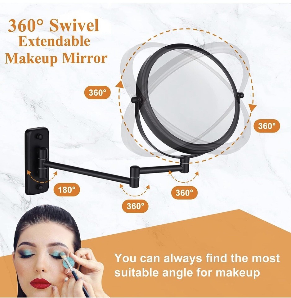 DECLUTTR 8 Inch Wall Mounted Magnifying Mirror,Double Sided 1X/5X Black ...