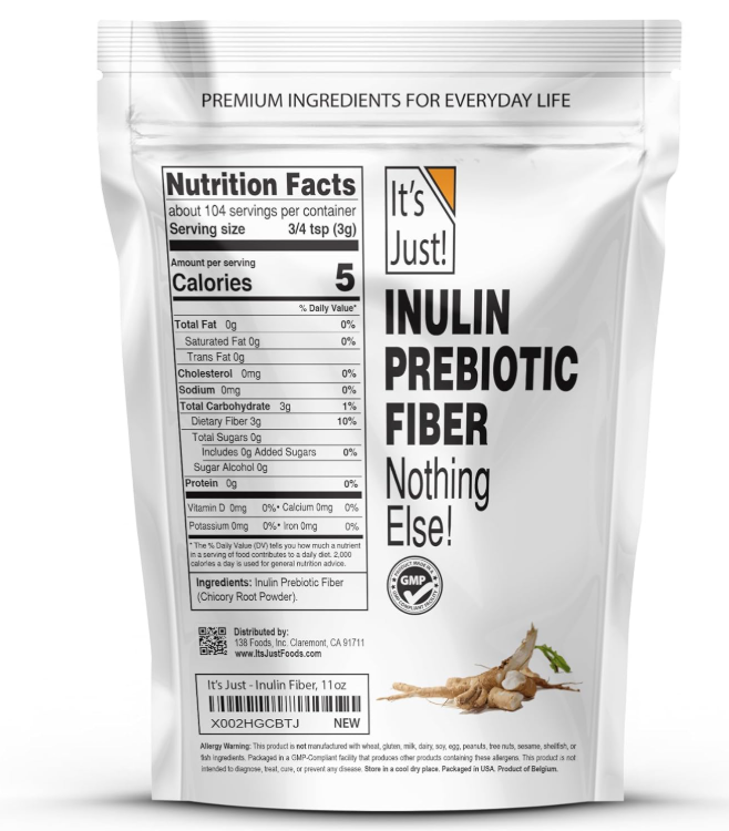 - Inulin Prebiotic Fiber, Water Soluble, Chicory Root Powder, Promotes ...