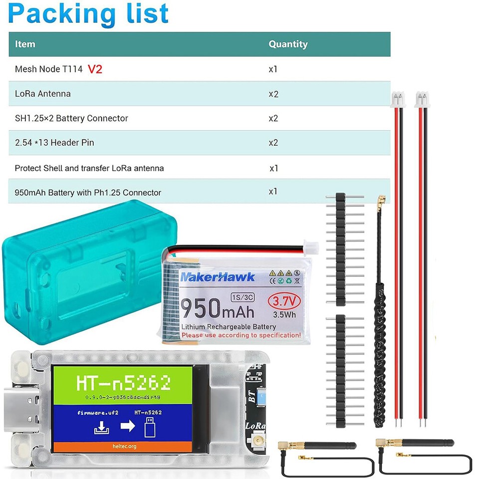 HelTec T114 Meshtastic LoRa Mesh Node nRF52840 SX1262 Module with ...