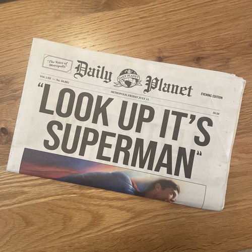 NEW Genuine Daily Planet SUPERMAN 2025 Promo Prop Newspaper - Rare ...