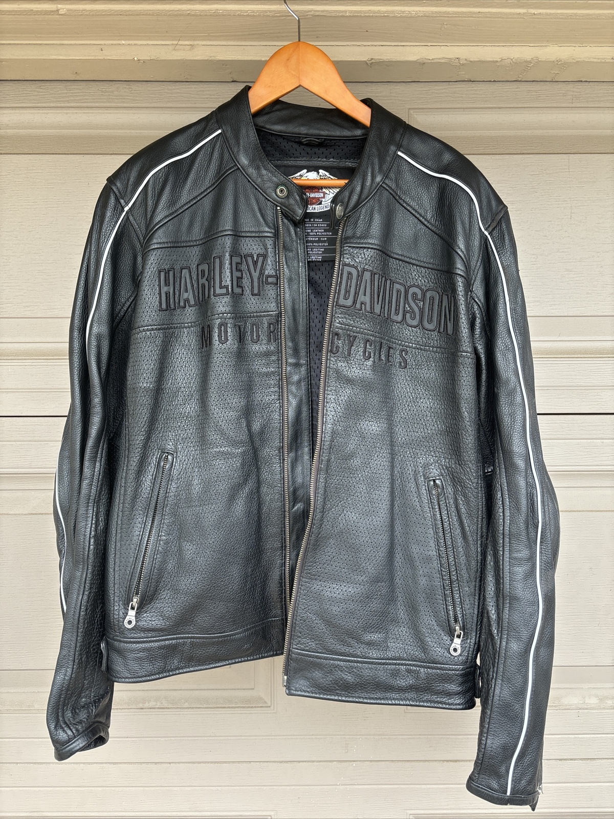 Harley Davidson Men PROWL Leather Jacket X-Large Blac… - Gem