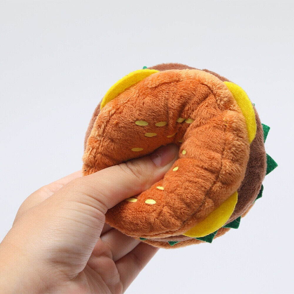 Dog Boredom Grinding Teeth Cleaning Bite Vocalized Plush Burger Squeaky ...