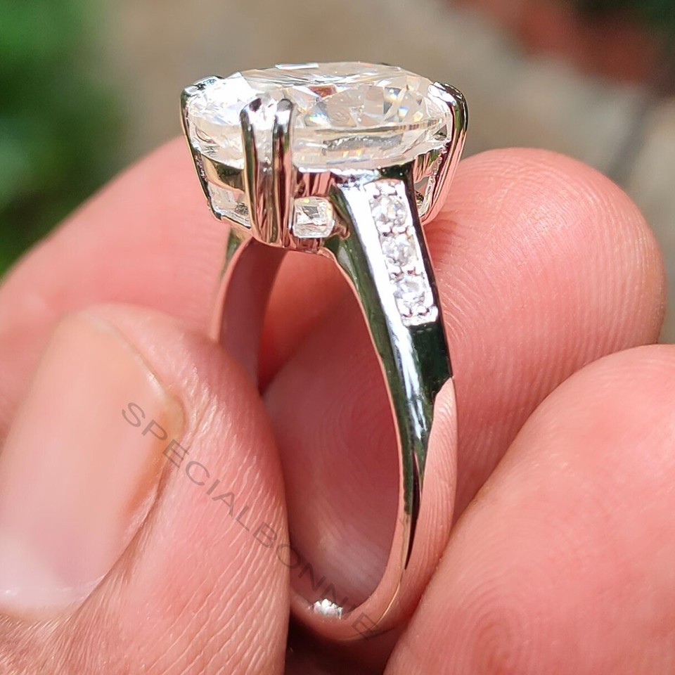 5.20 Ct Certified White Diamond Solitaire Ring 925 Silver, Amazing ...