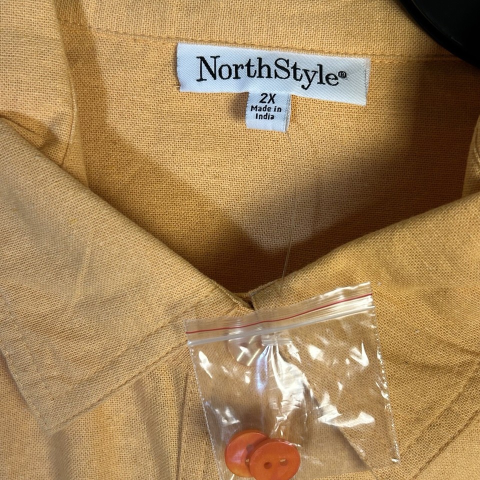 NEW NorthStyle Tunic Top 2X Goldenrod Button Front Blouse Cotton Rayon ...