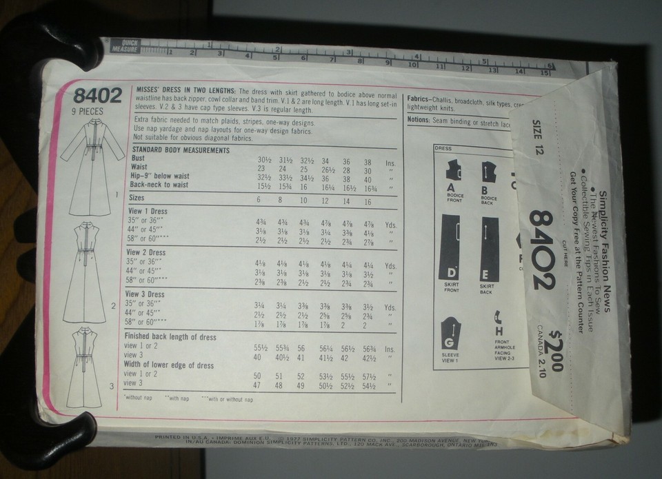 Simplicity Pattern # 8402 Size 12 | eBay