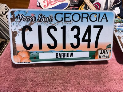 Georgia "Peach State" Flat License Plate Barrow County 2019 CIS1347 | eBay