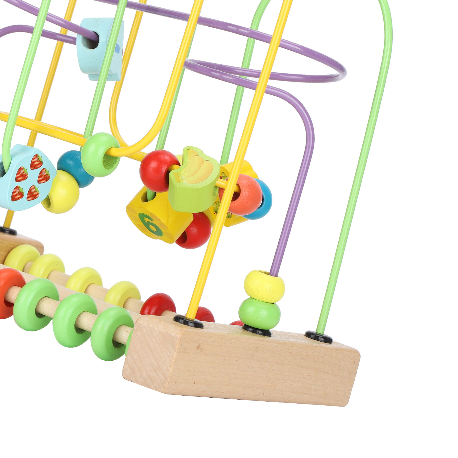Wooden Bead Maze Activity Cube Fruits Slide Abacus Toddler Roller ...