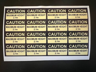 Caution Max Height Small Stickers - x16 - 20x35mm | eBay Australia