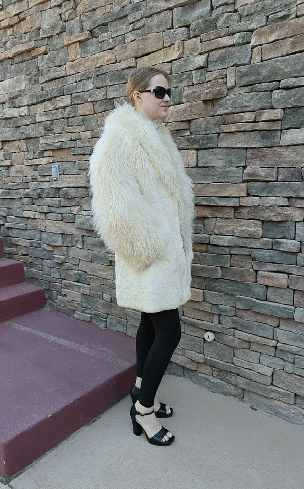 GENUINE MONGOLIAN TIBET LAMB & SHEARED RABBIT FUR COAT FULL PELTS WOMEN ...