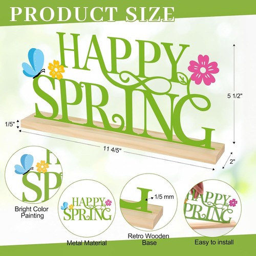 Metal Happy Spring Sign, Decorations for Home, Office, Shelf, Multi | eBay
