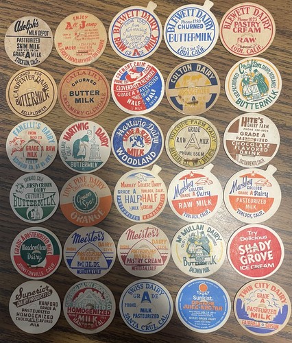 47 All Different Lot Of California Milk Bottle Caps | eBay
