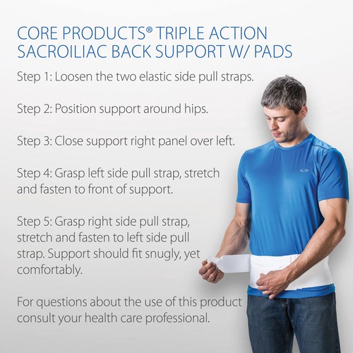 Core Products Triple Action Sacroiliac Back Support Stability Belt w ...