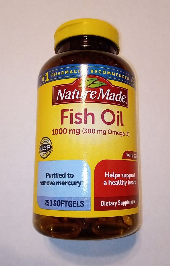 Fish Oil Nature Made 1,000 mg (300 mg Omega 3) 250 Ct Liquid Softgels ...