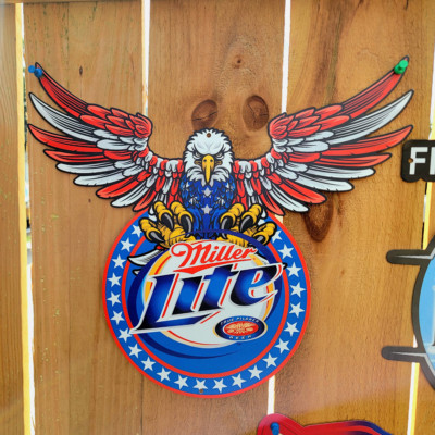 Huge American Eagle Miller Lite Metal Sign Man Cave Bar Pub Decor 15 ...
