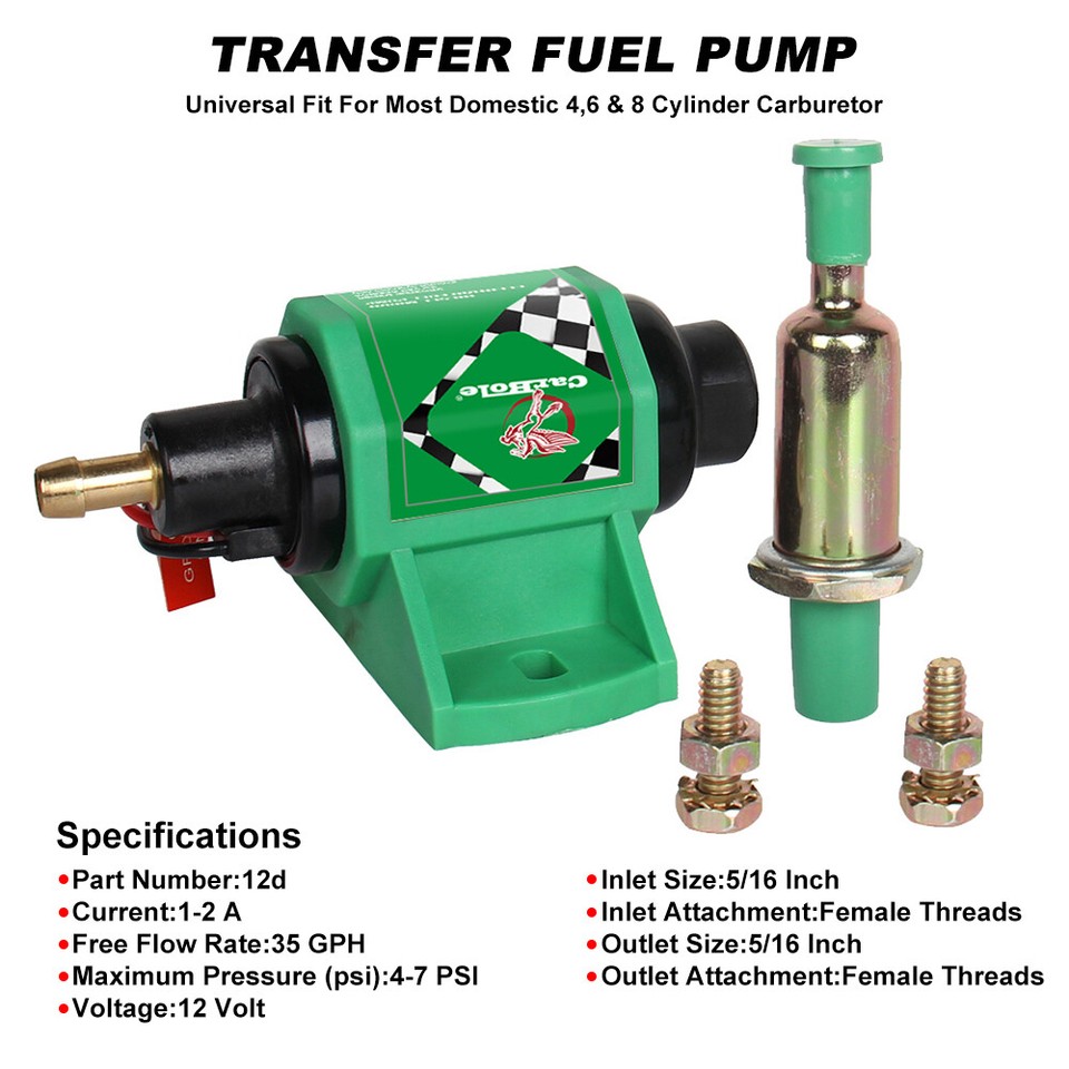 Universal 12V Inline Micro Electric Fuel Pump Diesel Petrol 4-7 PSI Low ...