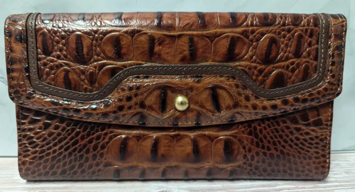 NWOT BRAHMIN MOC CROC EMBOSSED LEATHER TRI FOLD CHECKBOOK WALLET ...