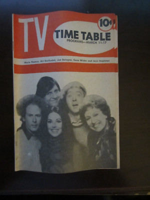 TV Guide Time Table Regional March 1973 Gene Wilder Art Garfunkel Marlo ...