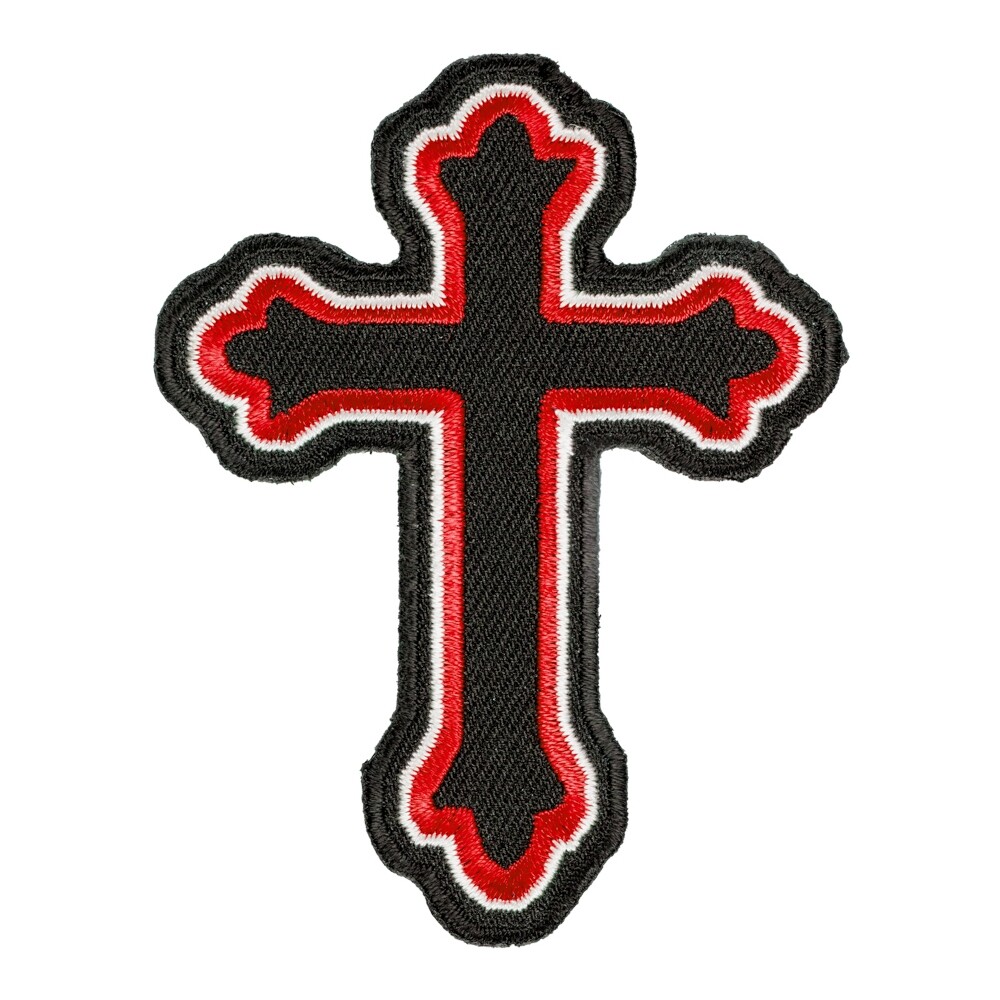 Red & Black Decorative Cross Patch, Religious Cross Patches | eBay