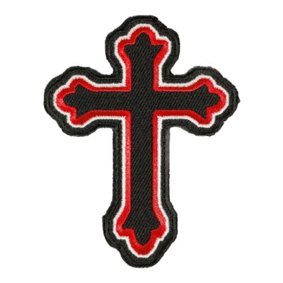 Red & Black Decorative Cross Patch, Religious Cross Patches | eBay