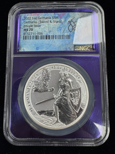 2022 Germania 5 Marks Sword Shield NGC MS70 MS 70 1 Oz Silver Private ...