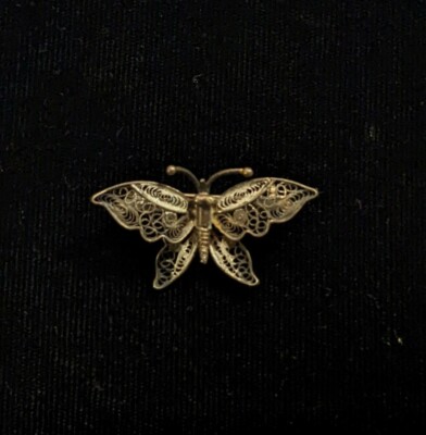 Vintage 800 Silver White Enamel Filigree Butterfly / Moth Pin Brooch | eBay