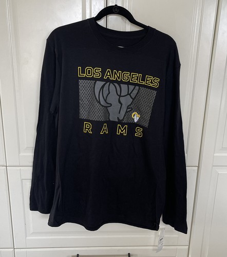 NFL Los Angeles RAMS Shirt Men's LARGE Football Black Long Sleeve Crew ...