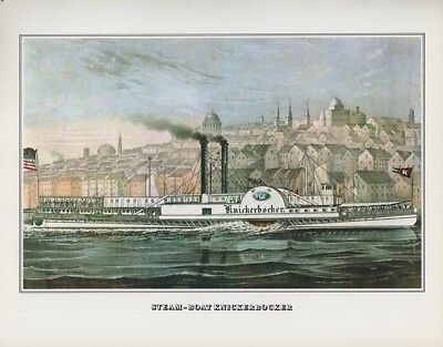 Currier & Ives 1978 Vintage Steamboat Knickerbocker Albany NY Color ...