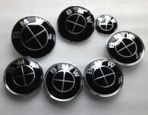 For BMW Black Emblem wheel Center Caps Badges 7PCS Set 82/74mm 68mm ...