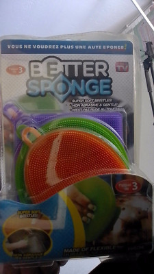Better Sponge Set of 3 Colored Textured Silicone Sponges As Seen on TV ...