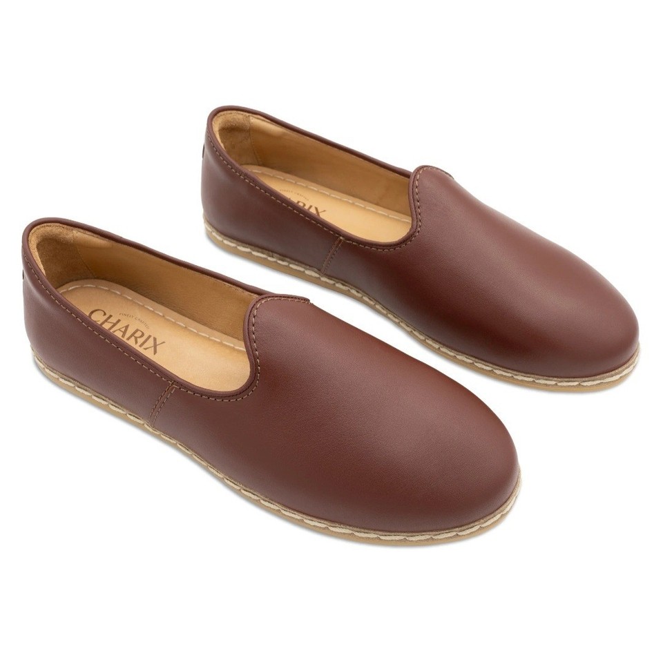 NIB $185 Charix CLASSIC Artisan Cognac Leather Slip On Flats Shoes Size ...