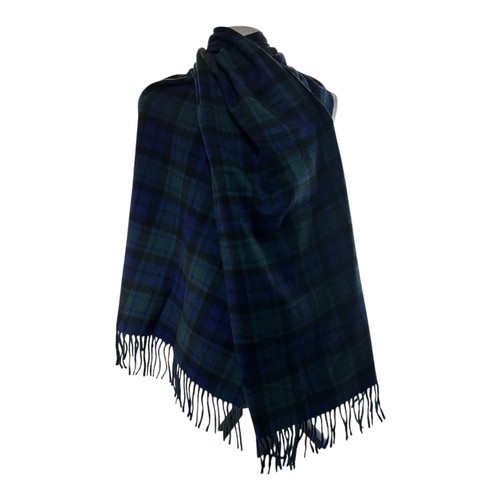 NEW Talbots 100% Cashmere Wrap Scarf Black Watch Plaid Unisex 72 ...