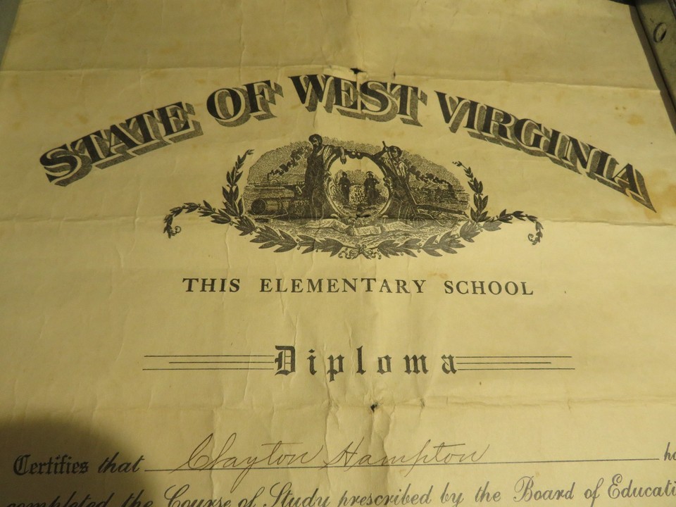 State Of West Virginia 1928 Elementary School Diploma | eBay