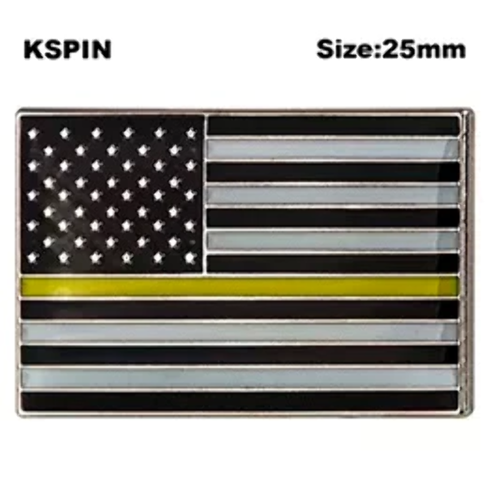 U.S. American Flag Thin Gold Line Flag 911 Dispatcher Lapel Pin FREE ...