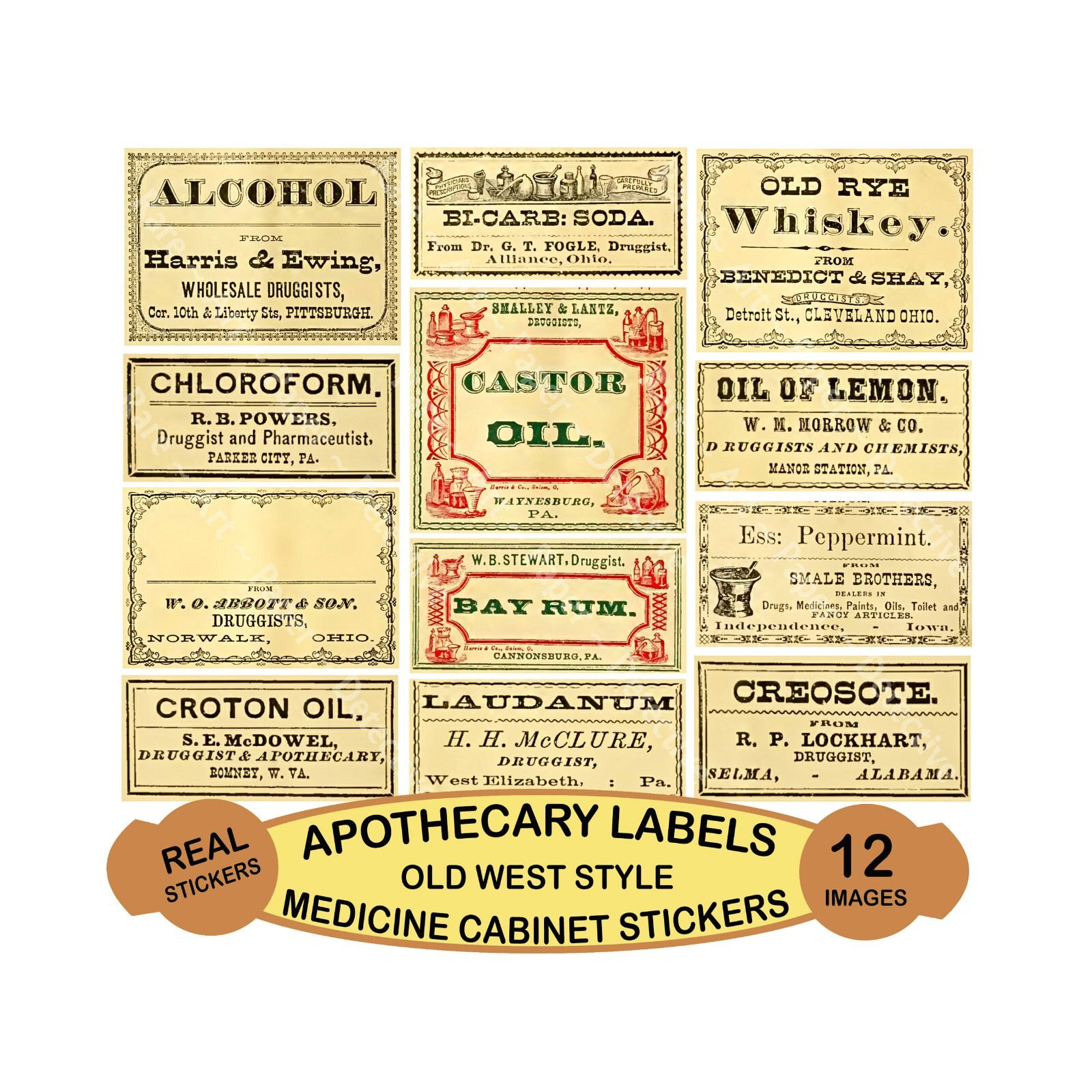 Vintage Medicine Cabinet Label Stickers, Apothecary Décor, Cut & Peel ...
