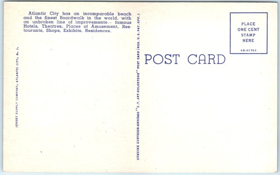 Postcard - Beach Scene, Atlantic City, New Jersey, USA | eBay UK