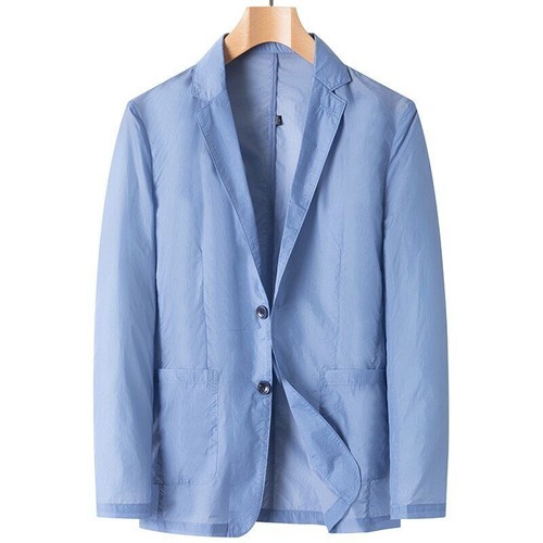 Mens Fashion Summer Thin Sunscreen Casual Suit Coat Slim Single-layer ...