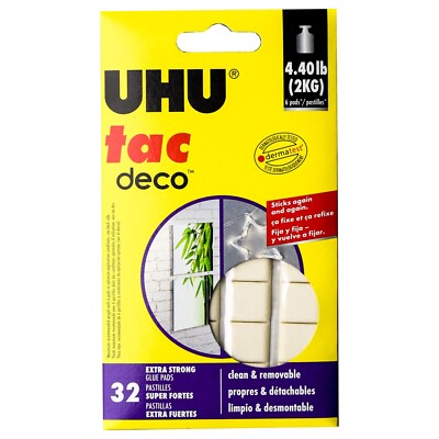 UHU 48710 Tac Deco Extra Strong Glue Pads, Pack of 32 Pads | eBay