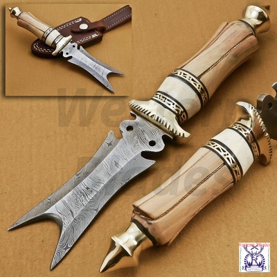 BEAUTIFUL CUSTOM HAND MADE DAMASCUS DAGGER HUNTING KNIFE HANDLE WOOD | eBay