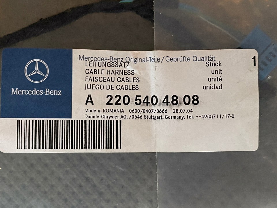 Mercedes-Benz A2205404808 W220 Right Front Window Switch Wiring Harness ...