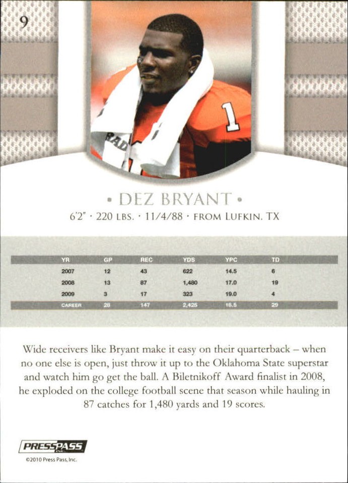 2010 Press Pass PE #9 Dez Bryant Rookie Card RC | eBay