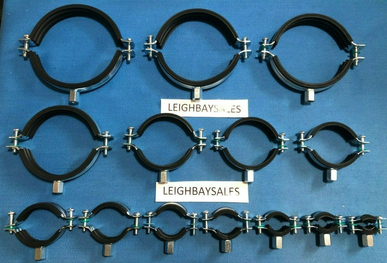 BZP STEEL RUBBER LINED ANTI VIBRATION MUNSEN PIPE RINGS CLIPS CLAMPS ...
