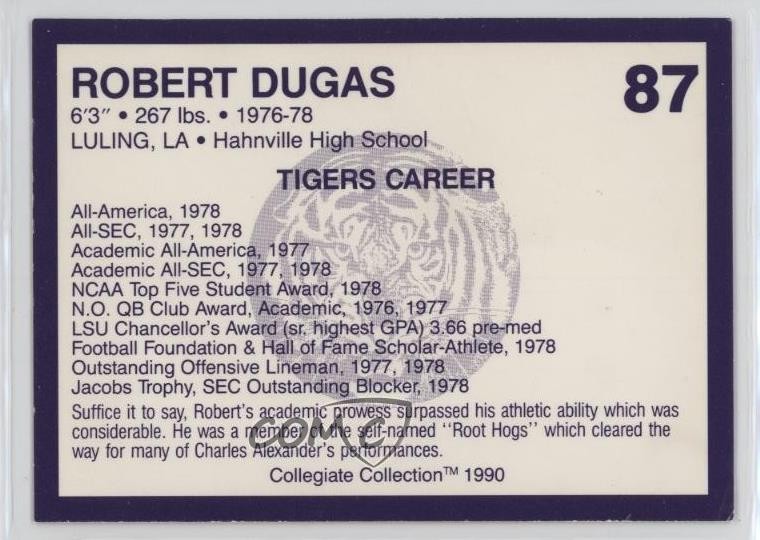 1990 Collegiate Collection LSU Tigers Robert Dugas #87 | eBay