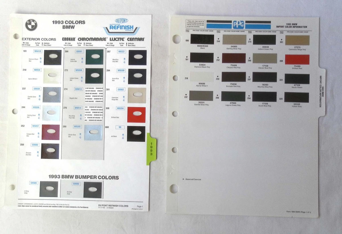 1993 Bmw Color Chart