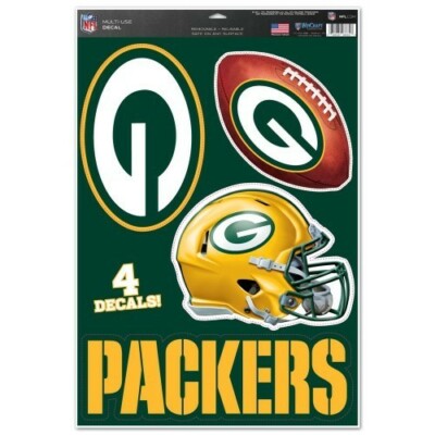 GREEN BAY PACKERS ~ 11x17 Sheet of (4) Ultra Decals for Car Auto Window ...