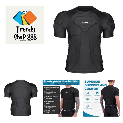 Men Padded Football Chest Rib Protector Shirt Heart Shoulder Guard ...