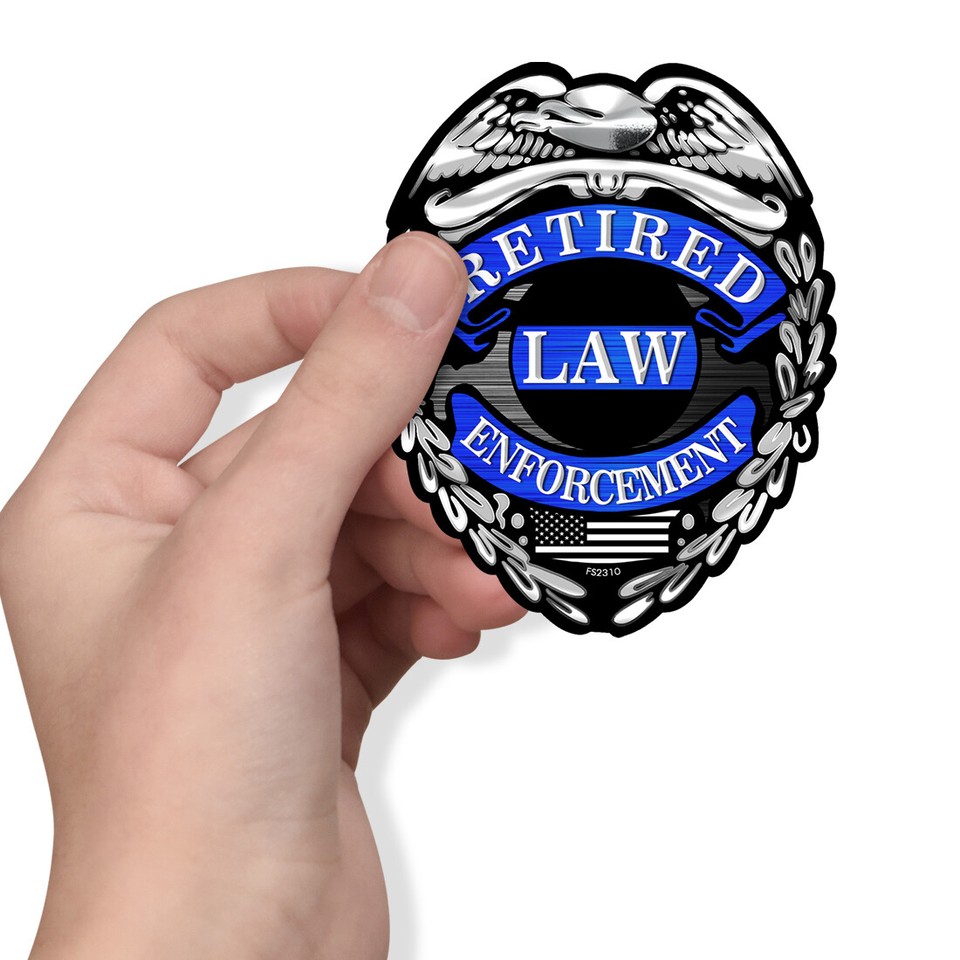 Retired LAW ENFORCEMENT Badge Sticker Thin Blue Line Bumper Vinyl Decal ...