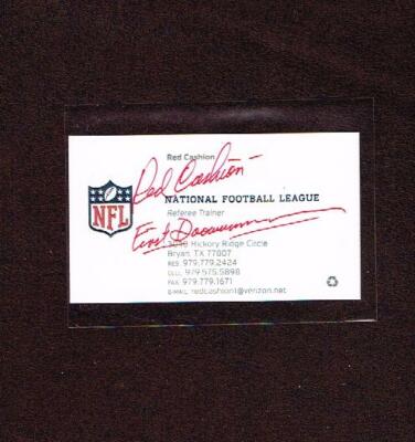 Red Cashion Signed Business Card NFL Referee First Dowwnnnn Autograph ...