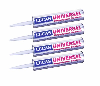 4 Pack LUCAS 6600 Universal Caulk Sealant White RV Roof Seal EPDM TPO ...