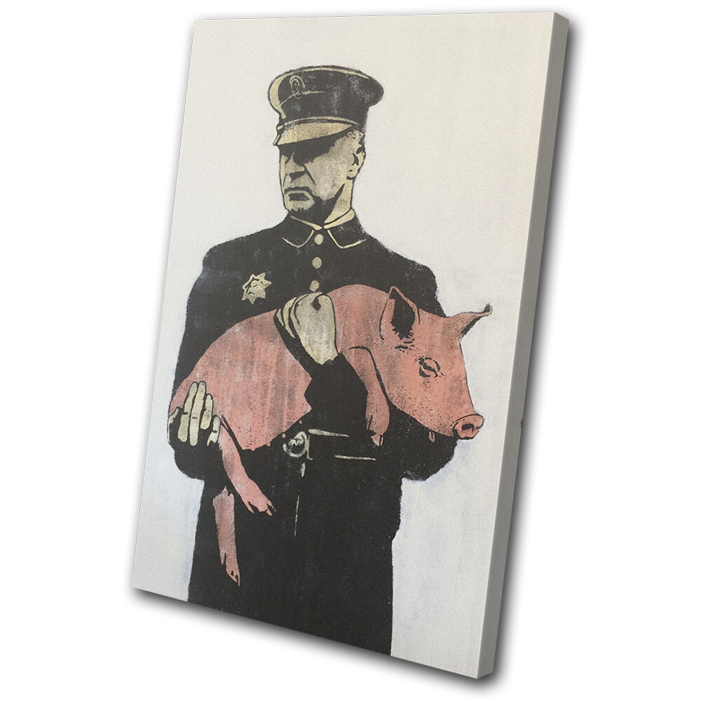 Pig Police Urban Banksy Street SINGLE CANVAS WALL ART Picture Print | eBay
