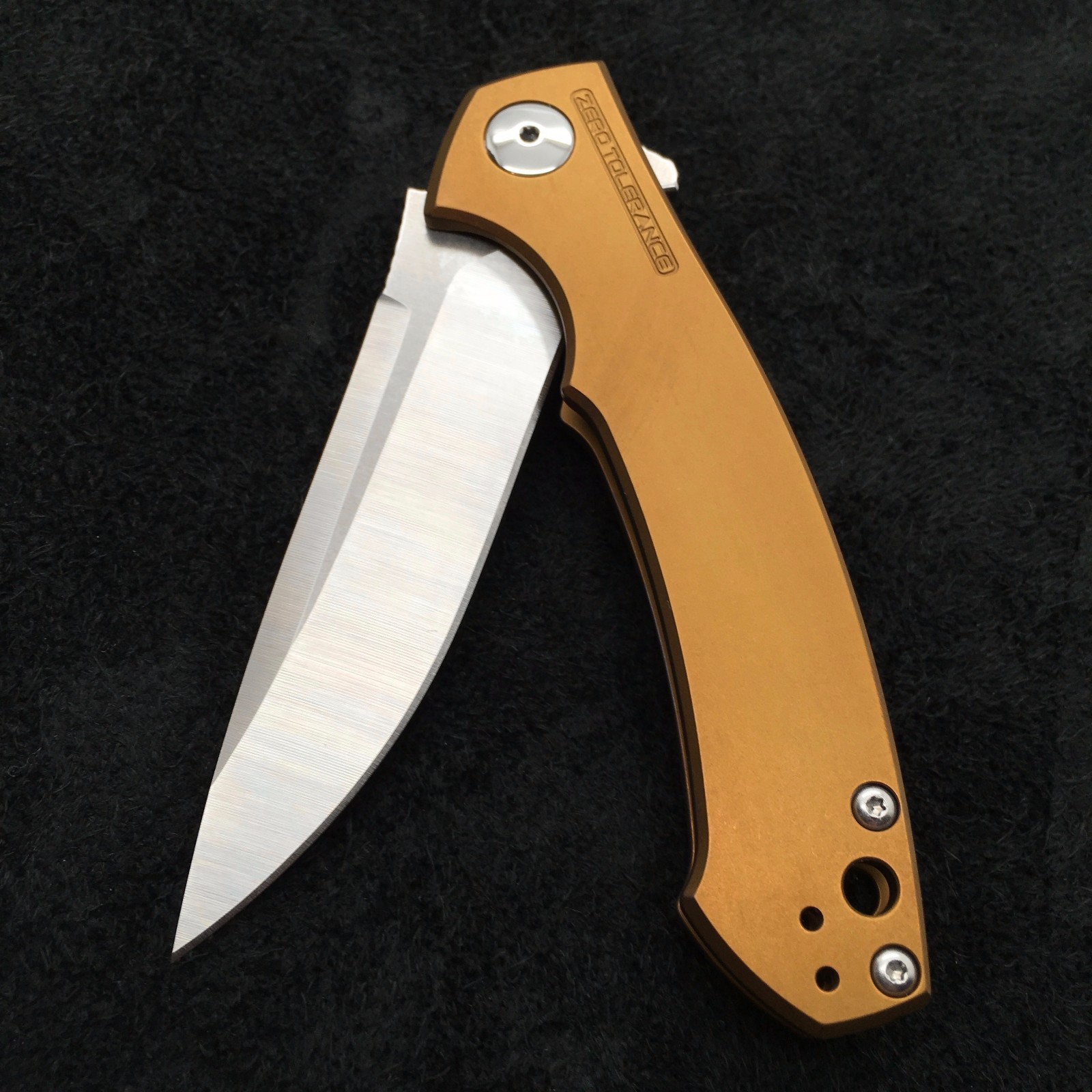 Zero Tolerance ZT 0450 Plain Edge Folder 14 Bronze Ano Ti clip screws ...